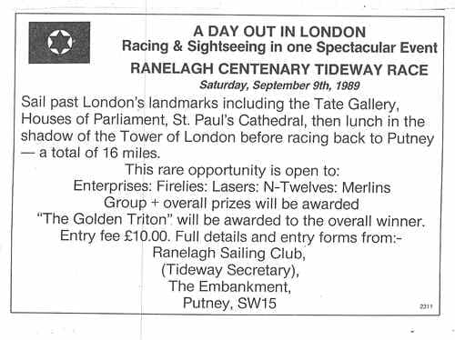 Tideway Races – Ranelagh Sailing Club